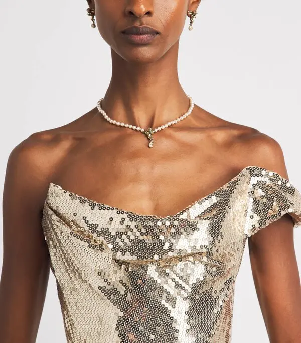 VIVIENNE WESTWOOD Sequin Off-the-shoulder Corset Mini Dress