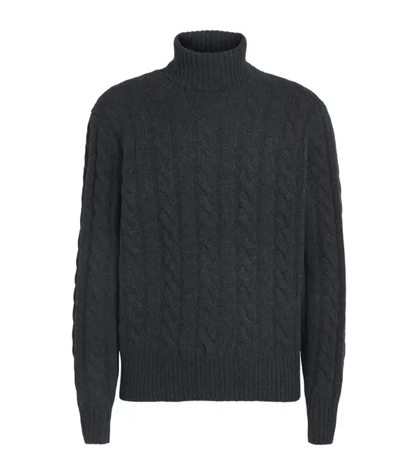 POLO RALPH LAUREN Wool-cashmere Cable-knit Rollneck Sweater