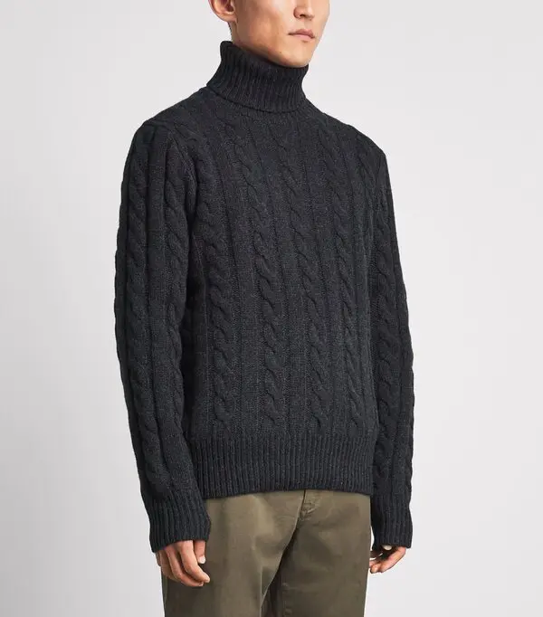 POLO RALPH LAUREN Wool-cashmere Cable-knit Rollneck Sweater
