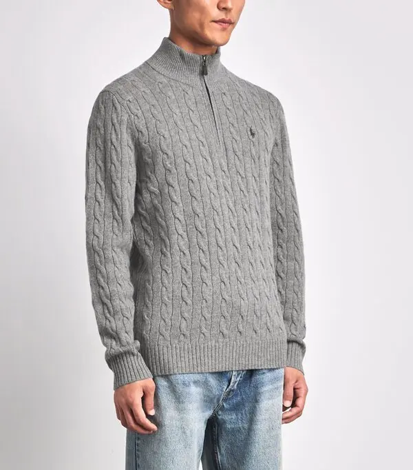 POLO RALPH LAUREN Wool-cashmere Quarter-zip Sweater
