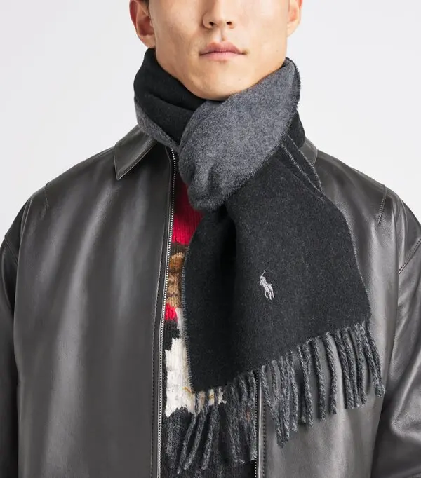 Polo Ralph Lauren Wool-blend Reversible Scarf - Black