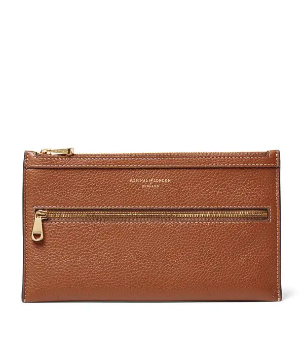 ASPINAL OF LONDON Grained Leather Hudson Travel Pouch - Brown