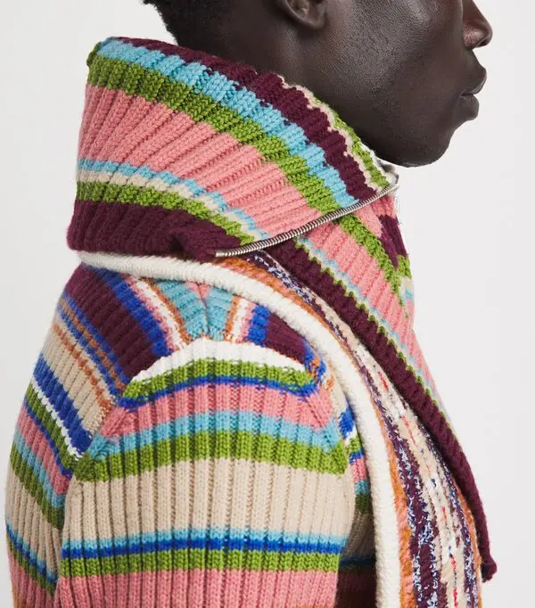 Dries Van Noten Wool Collar-style Zip-up Scarf
