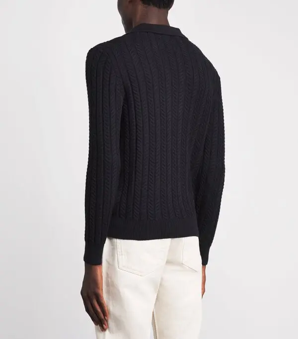 ISAIA Wool-silk-cashmere Polo Sweater