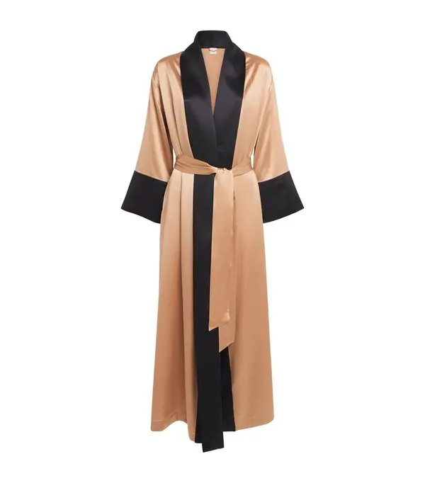 Loretta Caponi Silk Porzia Long Robe