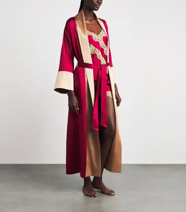 Loretta Caponi Silk Porzia Long Robe