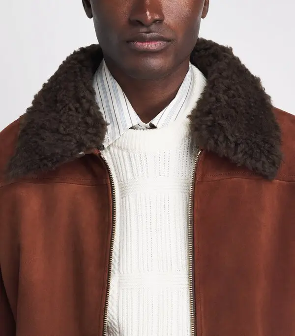 Paul Smith Suede Shearling-collar Flight Jacket