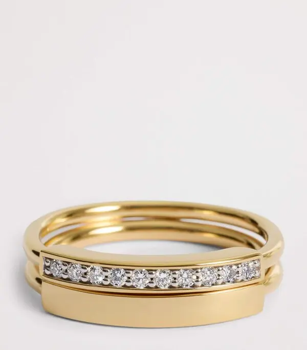 Monica Vinader Vermeil And Diamond Linear Stacking Ring