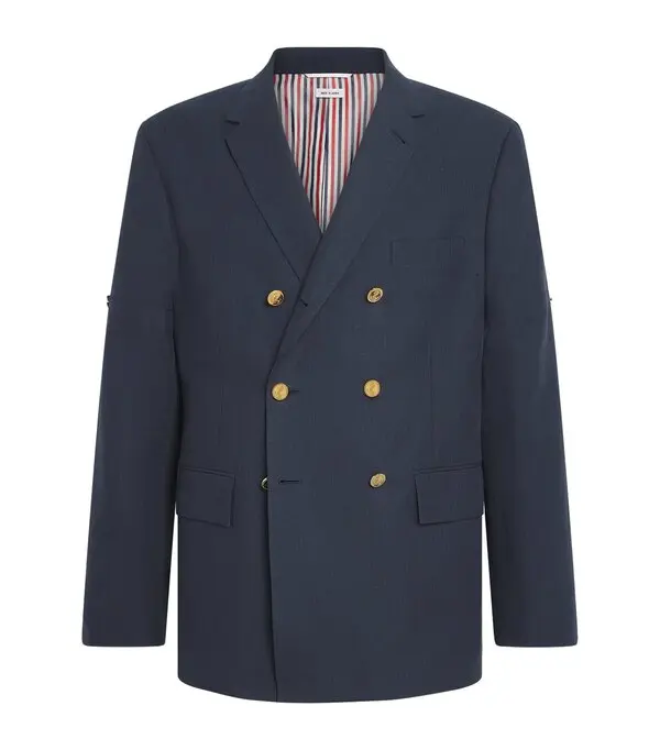 Thom Browne Linen-cotton University Blazer - Navy
