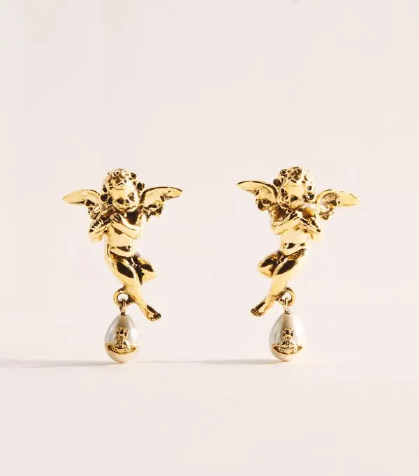 VIVIENNE WESTWOOD Faux Pearl Putti Drop Earrings - Gold