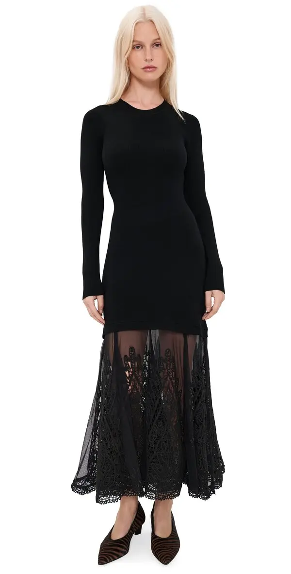 Sea Vali Embellished Mixed Media Maxi Dress