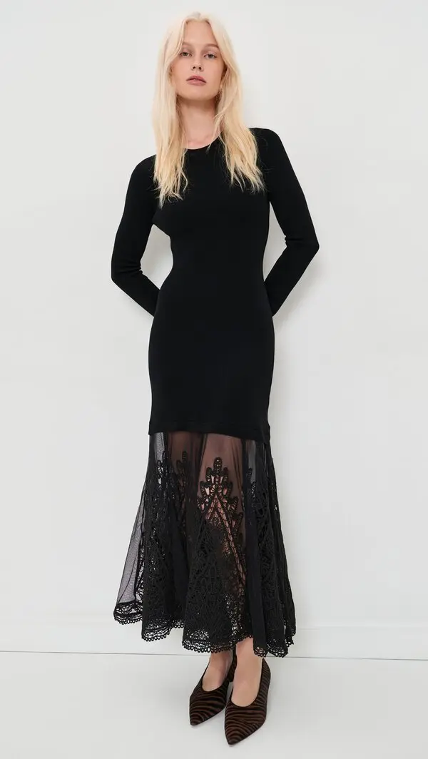 Sea Vali Embellished Mixed Media Maxi Dress