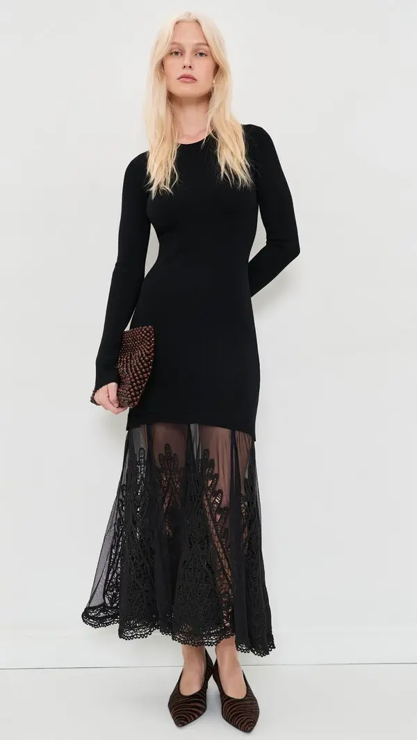 Sea Vali Embellished Mixed Media Maxi Dress