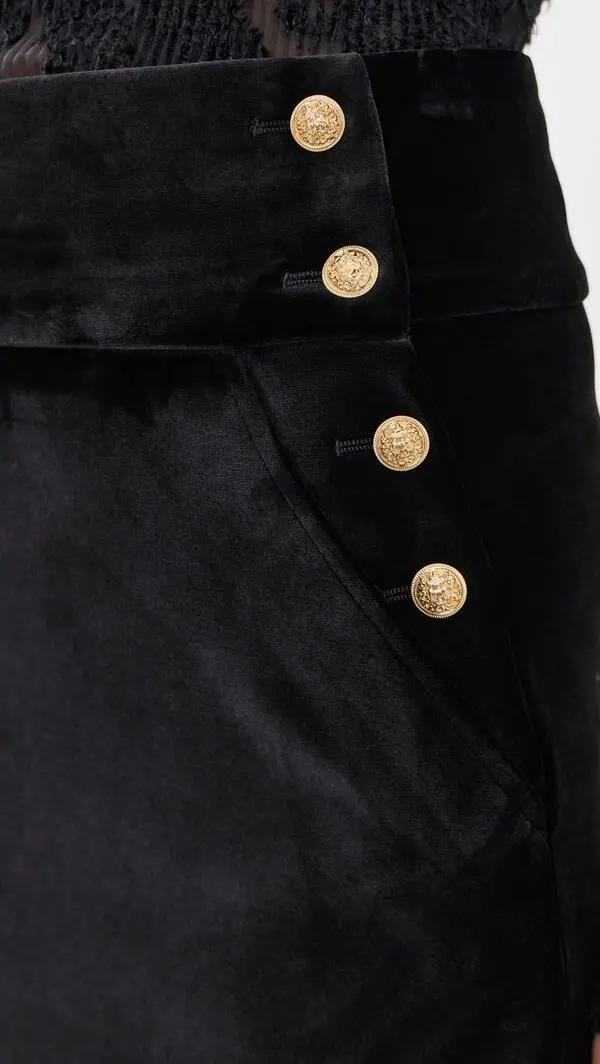 Alice + Olivia Donald High Rise Side Button Velvet Skirt
