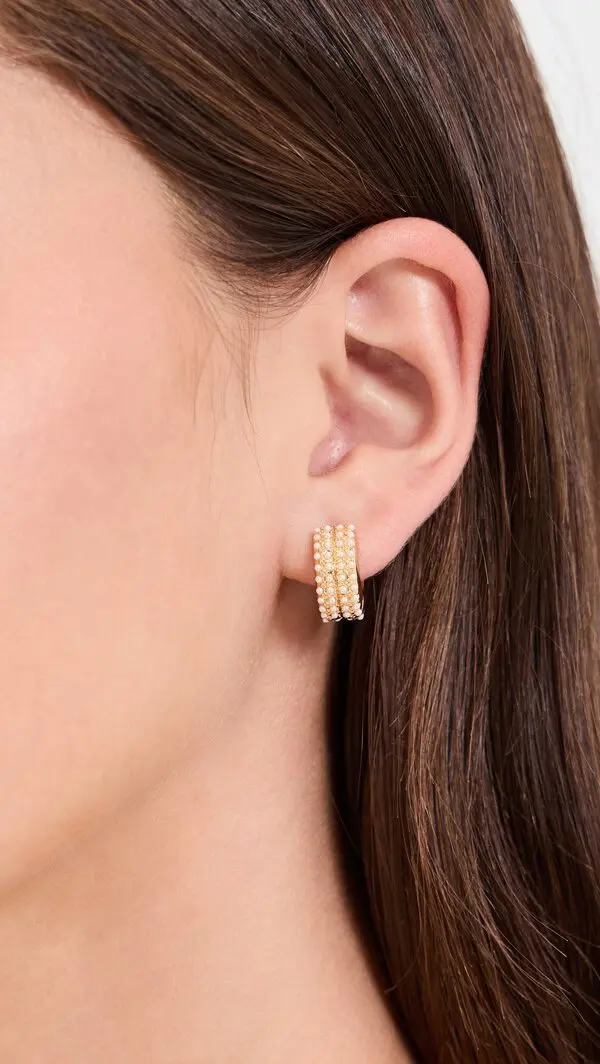 KENNETH JAY LANE Gold/ Pave Huggie Hoop