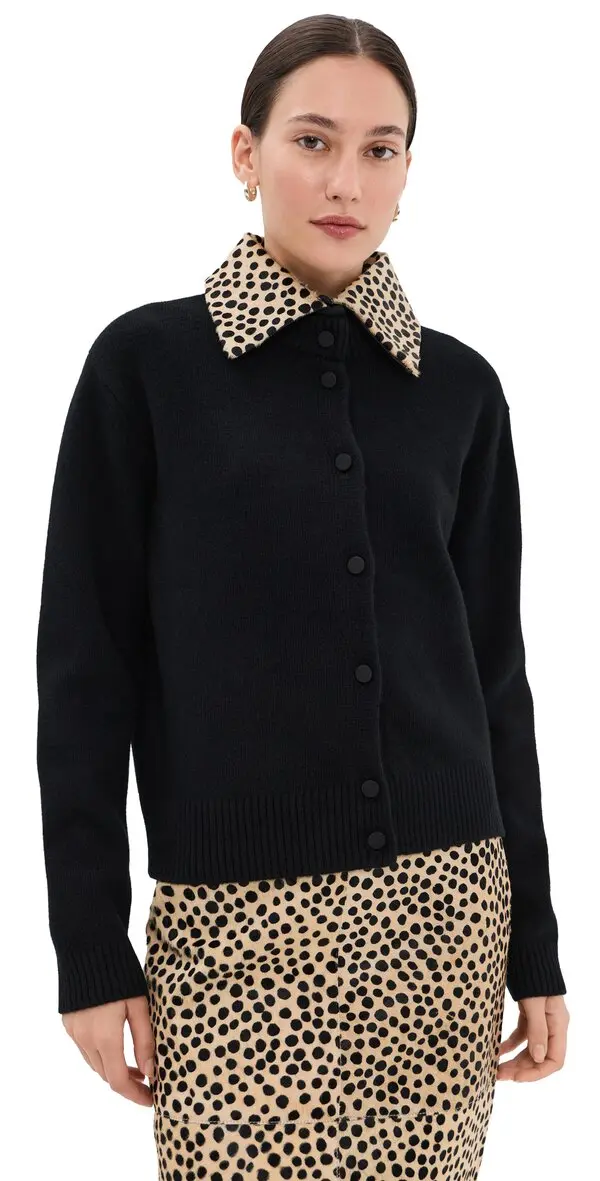 RÓHE Cheetah Collar Cardigan