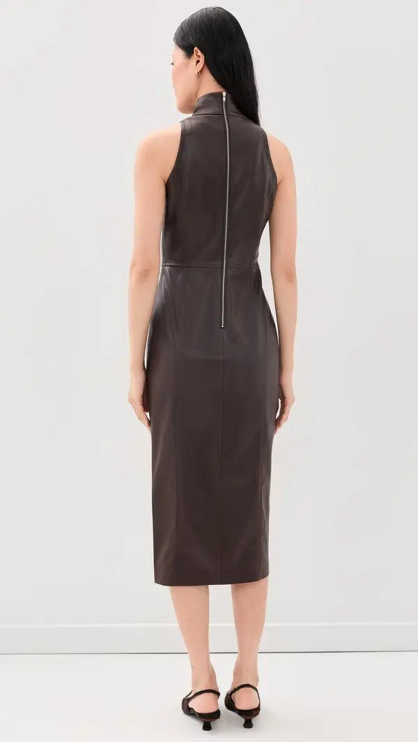 Susana Monaco Faux Leather Mock Sleeveless Slit Dress