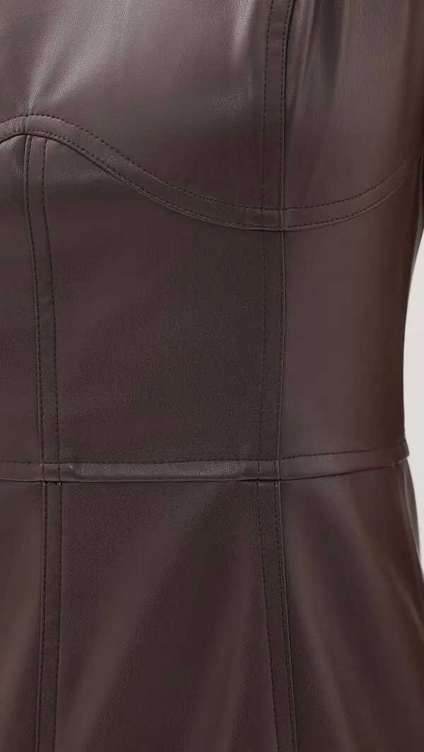 Susana Monaco Faux Leather Mock Sleeveless Slit Dress