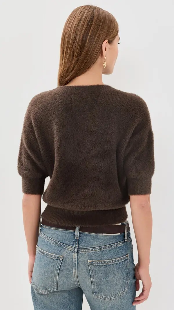 L'AGENCE Guinevere Short Sleeve Crop Crew Pullover