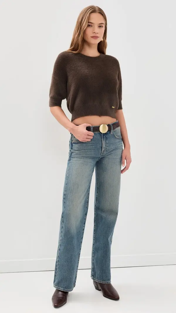 L'AGENCE Guinevere Short Sleeve Crop Crew Pullover