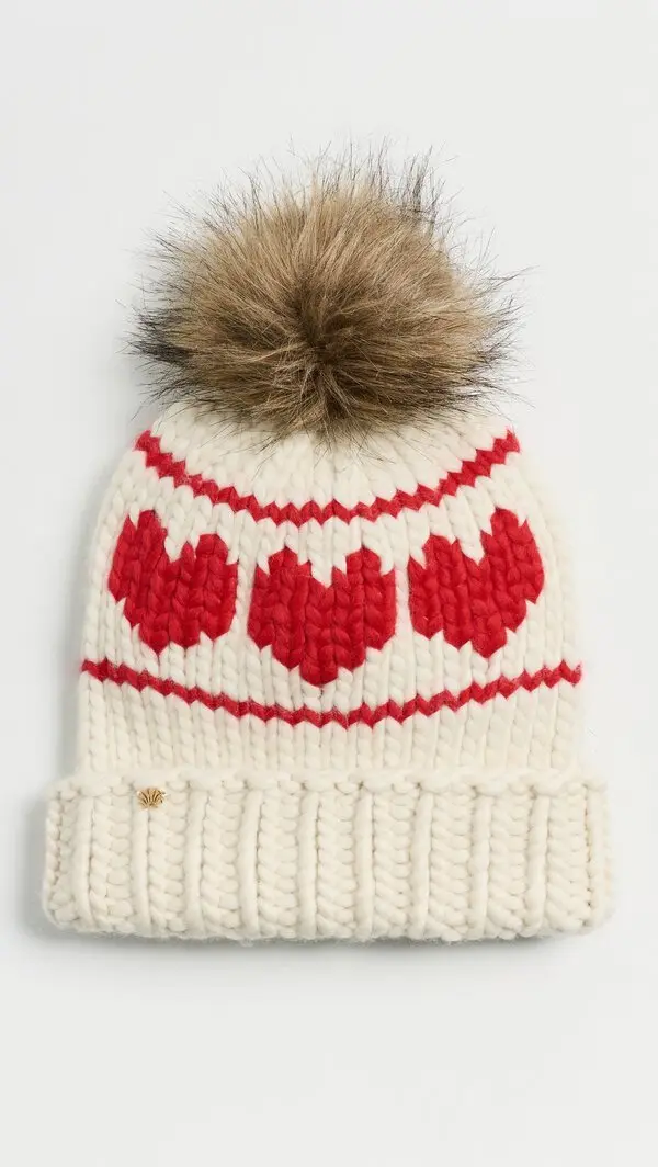 Lele Sadoughi Triple Hearts Beanie