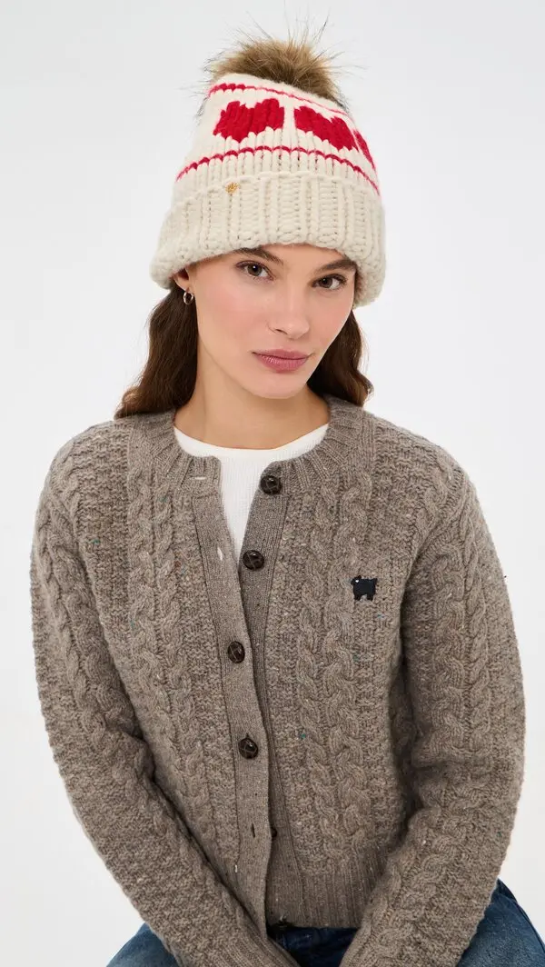 Lele Sadoughi Triple Hearts Beanie