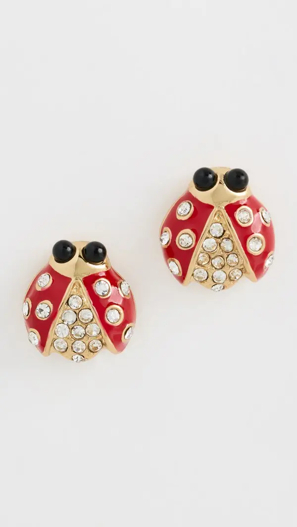 KENNETH JAY LANE Crystal Ladybug Back Ball Earring
