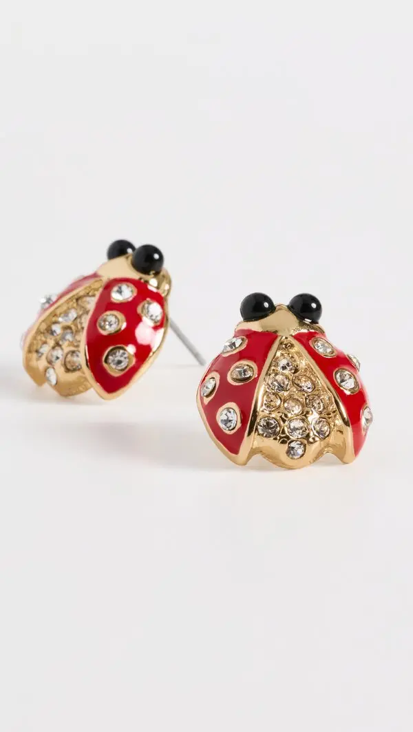 KENNETH JAY LANE Crystal Ladybug Back Ball Earring