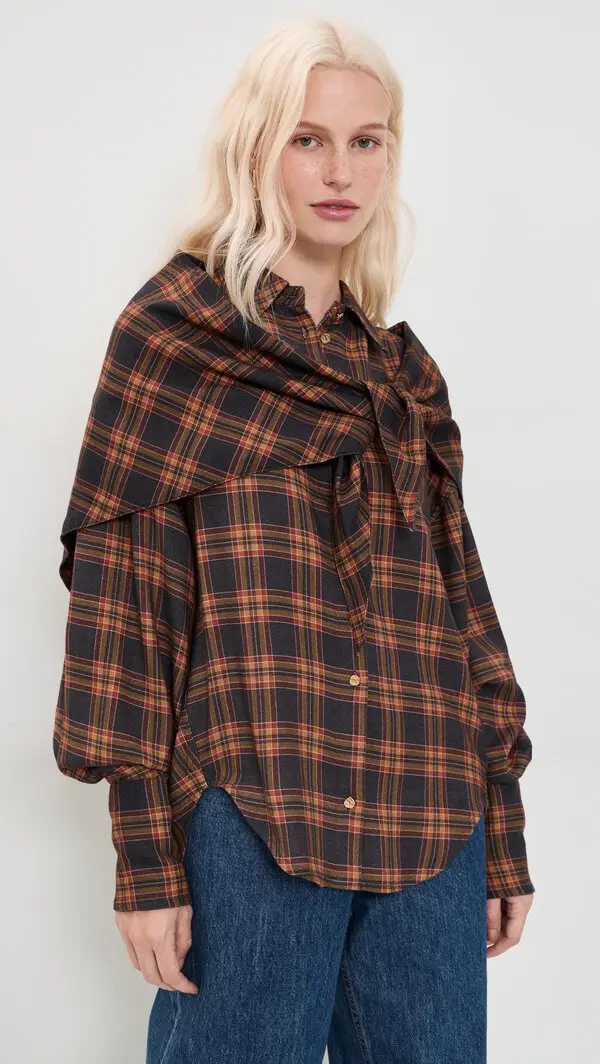 ESSENTIEL ANTWERP Kiss Oversized Shirt With Scarf