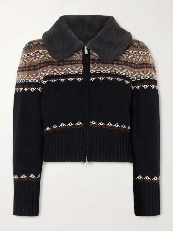 Alexander McQueen Fair Isle Wool Zip-up Cardigan - Black
