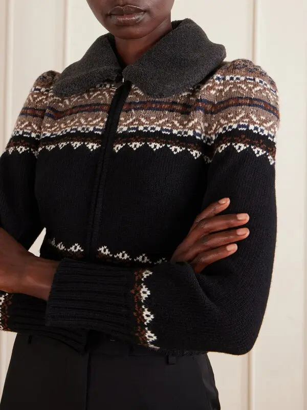 Alexander McQueen Fair Isle Wool Zip-up Cardigan