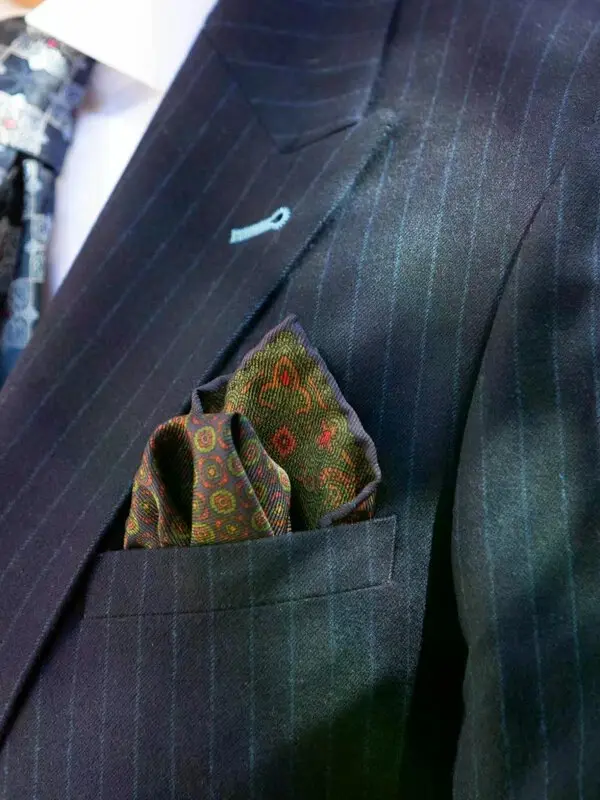 ELIZABETTA Lario Double-sided Paisley-print Pocket Square - Blue
