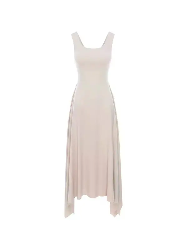 HAMZA Valencia Asymmetric Midi Dress - Neutrals