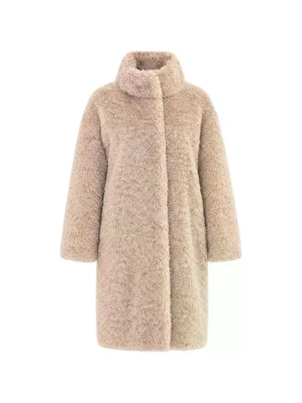 Herno Faux-fur Funnel-neck Coat - Neutrals