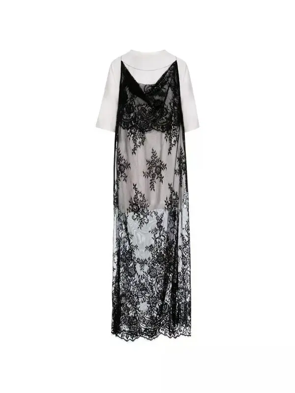 HAMZA Double-layered Lace Maxi Dress - Black