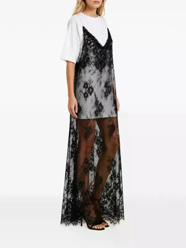 HAMZA Double-layered Lace Maxi Dress