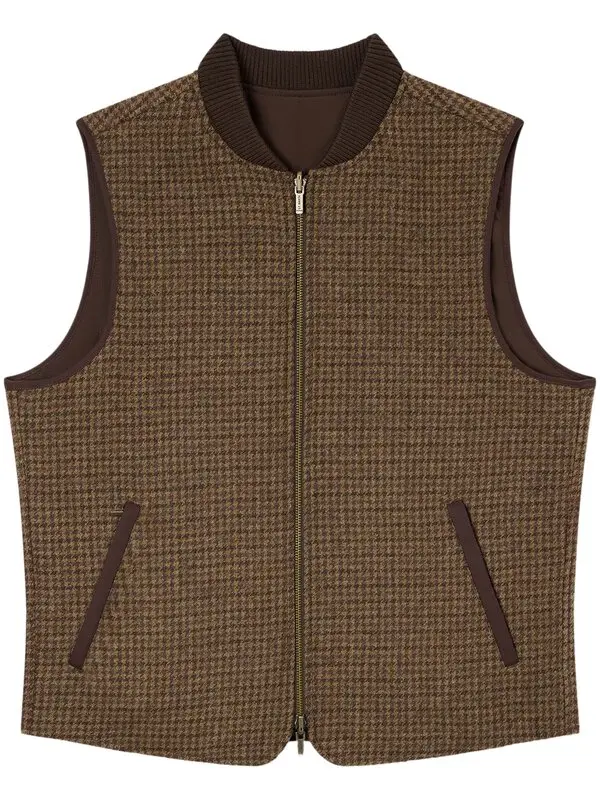 MC2 SAINT BARTH Spencer Wool Reversible Vest With Houndstooth Pattern - Beige
