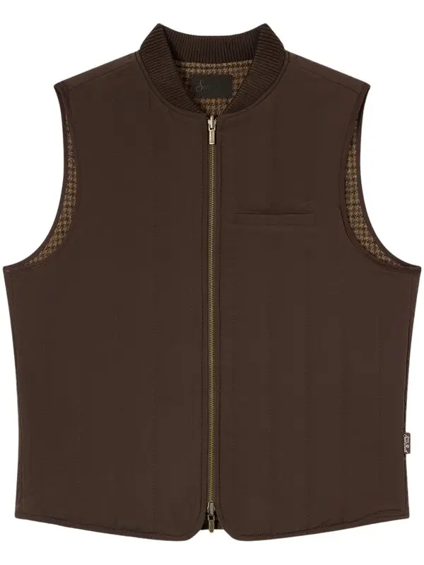 MC2 SAINT BARTH Spencer Wool Reversible Vest With Houndstooth Pattern - Beige