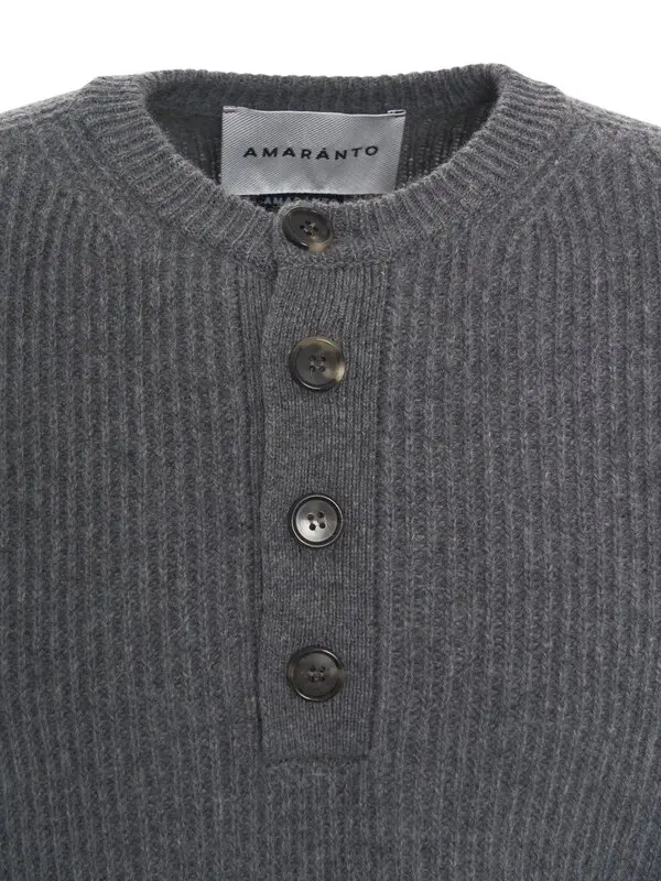 AMARANTO Knitted Buttoned Polo Shirt By