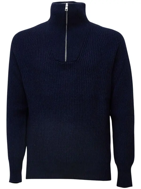 AMARANTO Half Zip High Neck Knitted Sweater