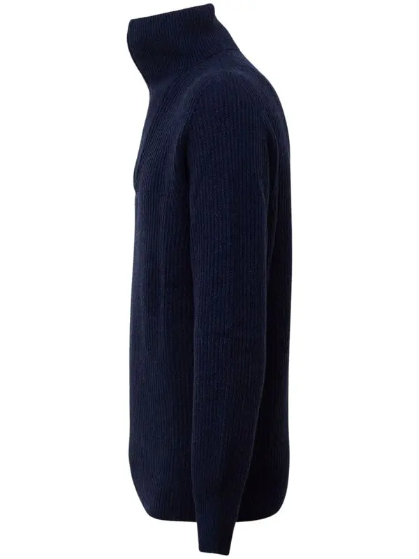 AMARANTO Half Zip High Neck Knitted Sweater