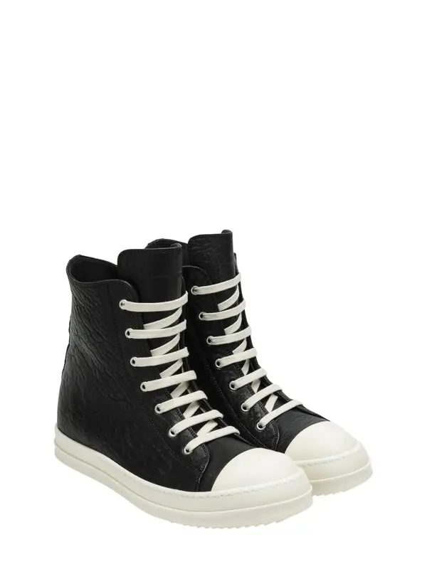 Rick Owens High-top Sneakers In Textured Leather