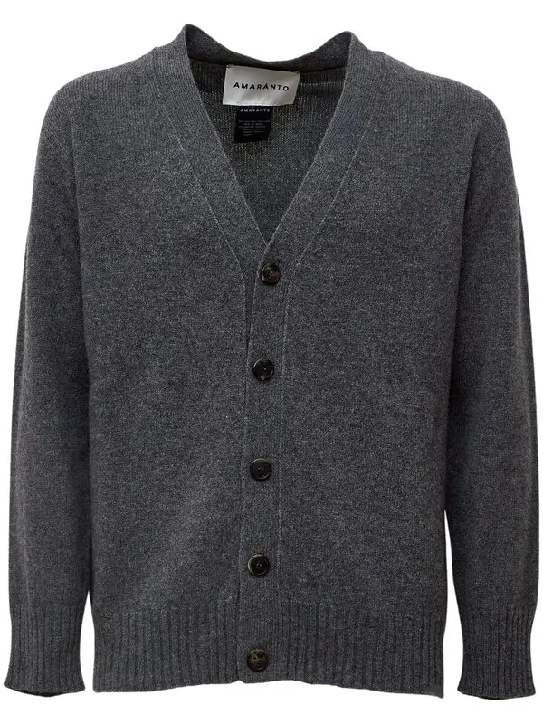 AMARANTO Distressed V-neck Cardigan Sweater By