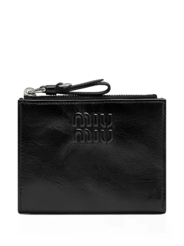 Miu Miu Logo Leather Wallet - Black