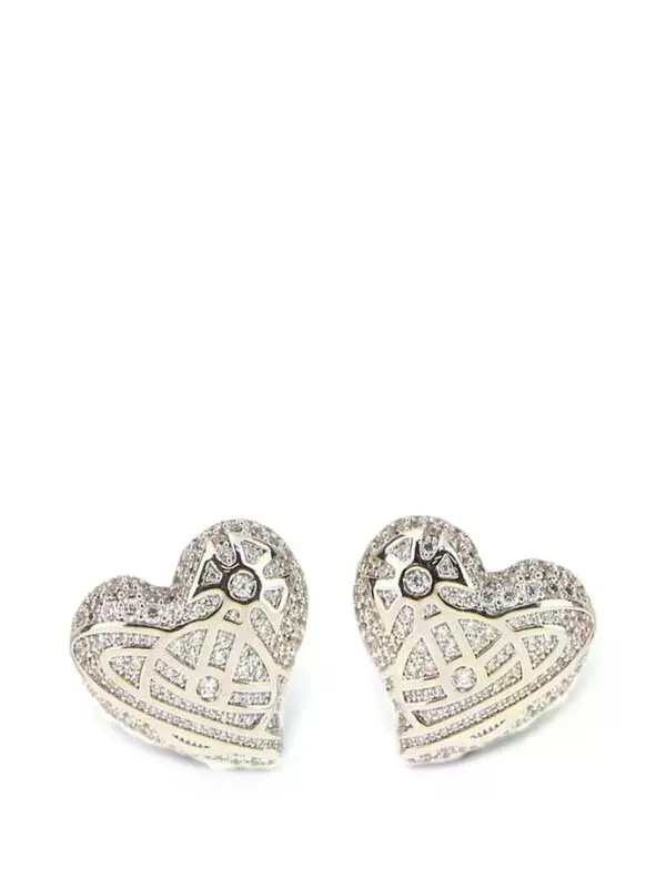 VIVIENNE WESTWOOD Evangeline Orb Heart Earrings - Silver
