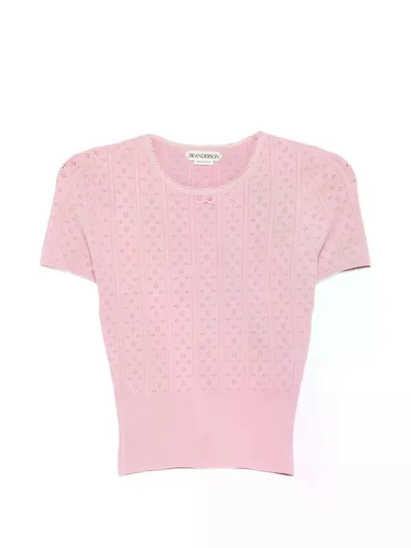 JW Anderson Pointelle Bow-detail T-shirt
