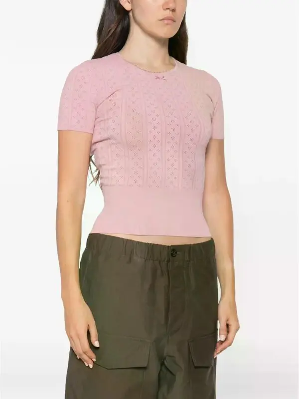 JW Anderson Pointelle Bow-detail T-shirt