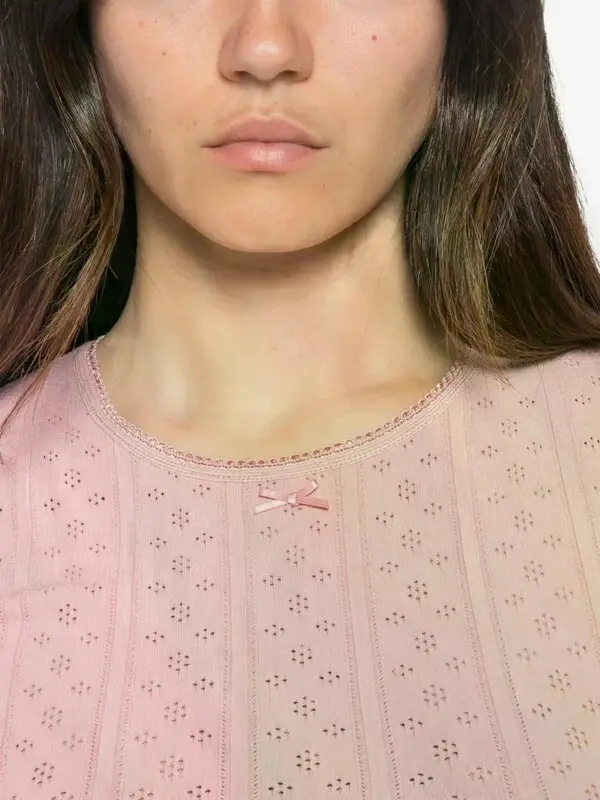 JW Anderson Pointelle Bow-detail T-shirt