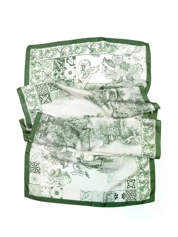 ELIZABETTA Toile De Jouy Silk Scarf - Green