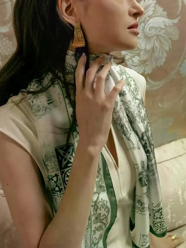 ELIZABETTA Toile De Jouy Silk Scarf